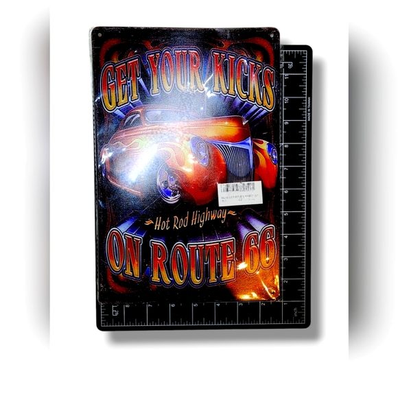 Source Unknown | Wall Decor | Classic Hot Rod Route 66 Metal Tin Sign ...
